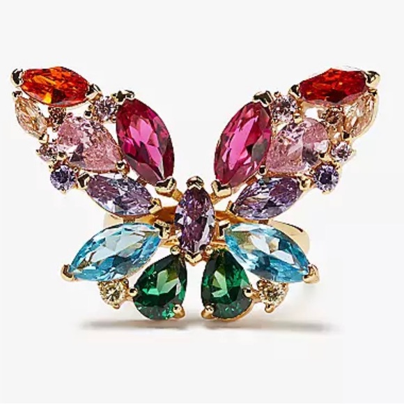 kate spade | Jewelry | Kate Spade New York Social Butterfly Cocktail Ring Rhinestone Statement ...
